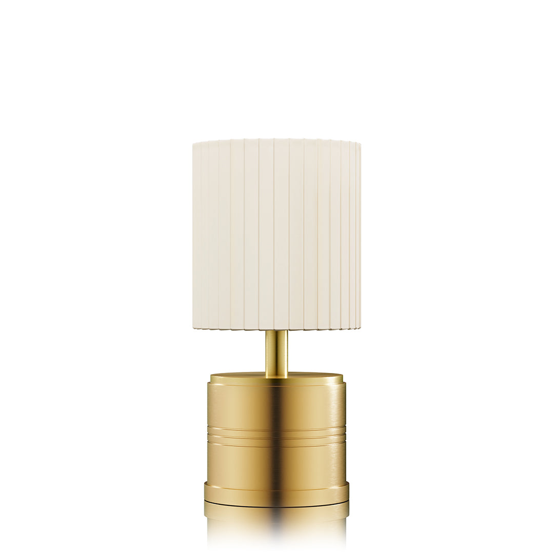 LUXE Cordless Table Lamp, Brass, Ivory Pleated Shade [A] | Insight ...